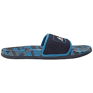 adidas Unisex Adilette Comfort Slides Sandal, Dark Blue/Chalk White/Blue Rush, 14 Women/13 Men