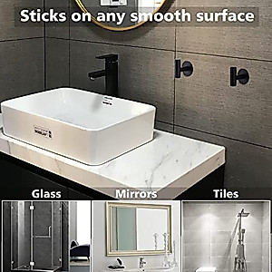 Adhesive Hooks Heavy Duty Wall Hooks Yandls Stainless Steel Waterproof Shower Hooks, Adhesive Holders Coat Hooks for Hanging, Wall Mounted Towel Hooks for Bathroom Kitchen - 2 Pack, Black,