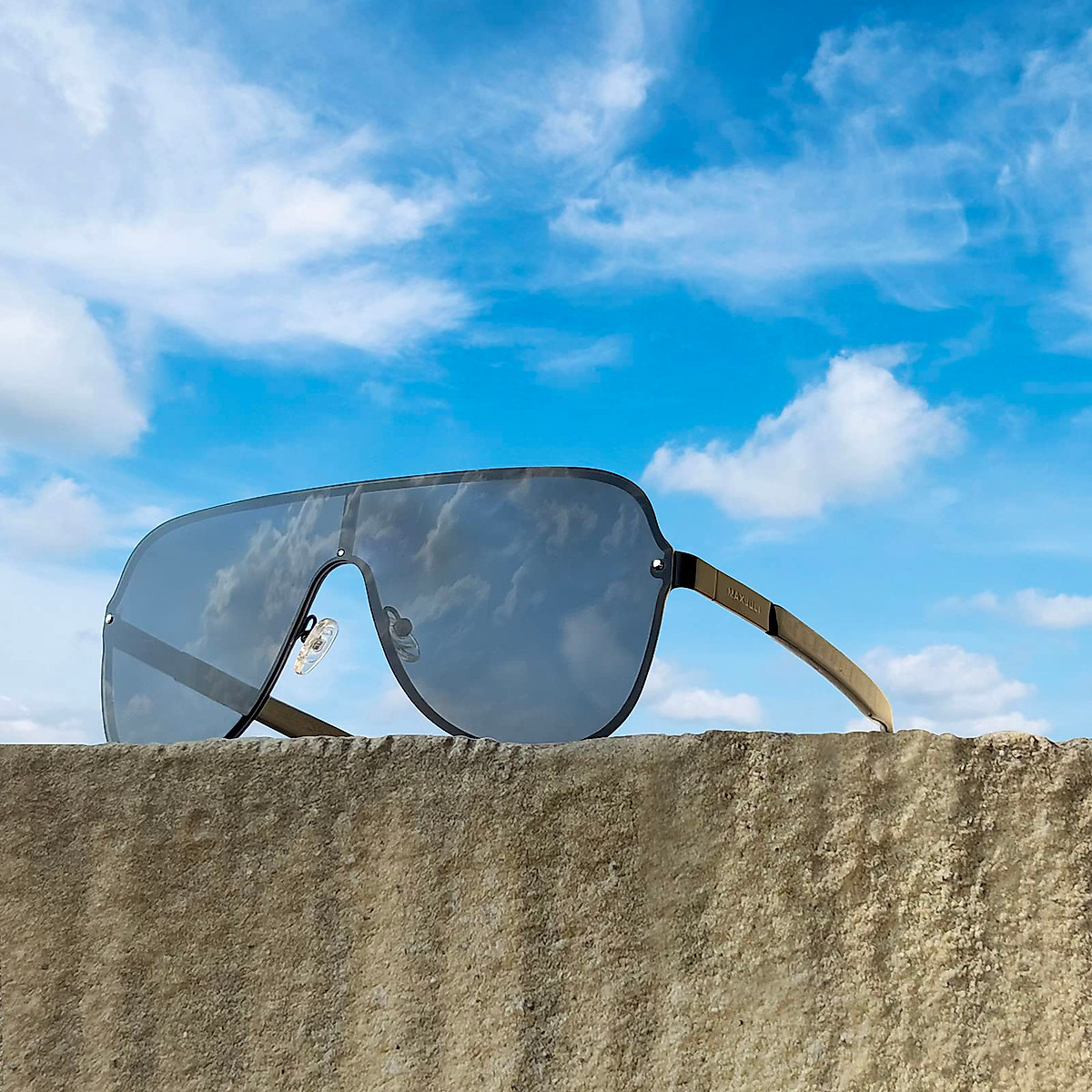 MAXJULI Polarized Sunglasses for Men and Women with Big Heads UV400 Protection Sun Glasses Ideal for Driving Golf fit XXL(Matte Black/Gray)