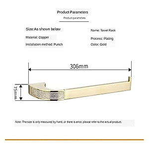 Towel BAR Rack Towel Rail for Bathroom,Copper Crystal Toilet Towel Rail Rack,Towel Holder Bathroom Hand Towel Holder Hanger Wall Hanging Kitchen Towel Bar Storage Shelf