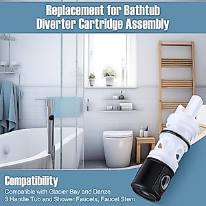 Enhon Shower Diverter Cartridge, Compatible with Glacier Bay and Danze 3 Handle Tub and Shower Faucets, Plumbing Diverter Cartridge Replacement, Faucet Stem Diverter, 1 Piece Bath Diverter Assembly