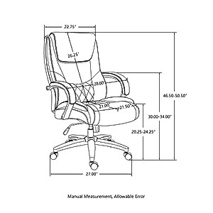 Elm Plus Big and Tall Executive Office High-Back Computer Desk Swivel Adjustable Air PU Leather Ergonomic Chair with Lumbar Support, 400-Pound Capacity, Camel