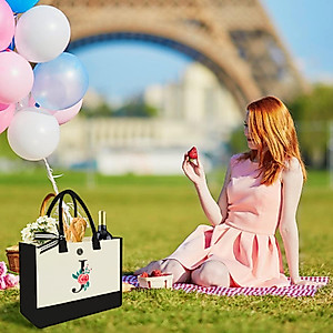 Binggemen Personalized Initial Canvas Tote Bag, Monogrammed Gifts Bag for Wedding,Birthday, Present Beach Bag for Women, Mom, Bridesmaids,Teachers