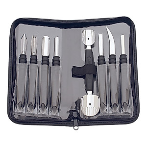 Messermeister 9-Piece Garnishing Tool Set - Most-Used Fruit, Vegetable, Garnishing & Decorating Tools - Includes Vinyl Pouch for Storage & Transport