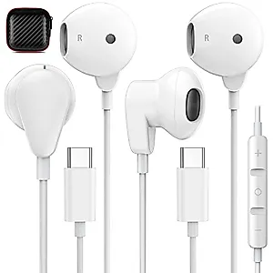 [2Pack]USB C Headphone for Galaxy S23 Ultra S22 5G, HiFi Stereo Type C Earphone with Microphone Wired Earbuds Digital DAC Volume Control Headphones for Samsung S21 Z Fold4 3 Pixel 7 6 iPad Pro OnePlus