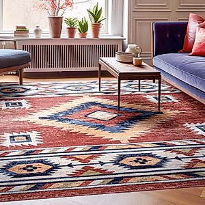 Well Woven Tulsa Lea Crimson Traditional Southwestern Tribal 5'3" x 7'3" Area Rug