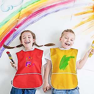 4 Pieces Art Smock for Kids Artist Smock Waterproof Painting Apron Painting Smocks for Children, 4 Colors (Red, Green, Gold, Royal Blue)