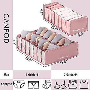 CANFOD 3-Piece Set Wardrobe Clothes Organizer for Drawers, Underwear Drawer Organizer, Closet Organizers and Storage for Folded Clothes (Sock & Underwear set (7S*2+7M*1), Morandi Pink)