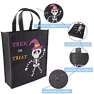 HEYTUYA 6 Pack Large Halloween Bags, Halloween Bags with Handles, Halloween Treat or Trick Bags for Kids, Gift Bags Trick Bags Halloween Kids Party Favor Supplies, Non-Woven Tote Bag Halloween Bags