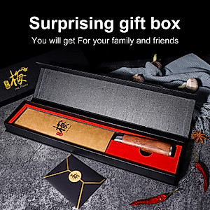 Ink Plums 6.5 Inch Kitchen Nakiri Knife,Vegetable Cleaver Knife Asian Usuba Knife,Stainless Steel With Hand-forged,Brazilian Rosewood Handle and Gift Box for Family & Restaurant