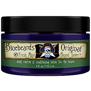 Bluebeards Original Fresh Mint Beard Saver, 4 oz. - Leave In Beard Conditioner for Men with Aloe & Peppermint Oil - Beard Softener that Deeply Conditions & Moisturizes Your Beard & Skin - Made in USA
