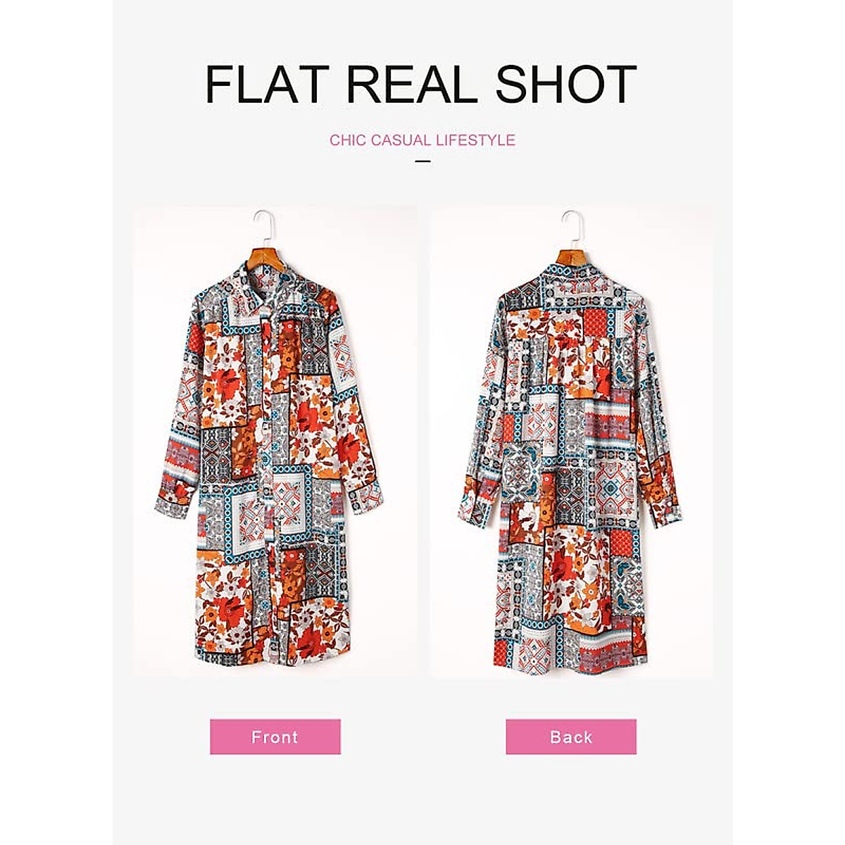 Dokotoo Womens Summer Spring Beach Boho Long Sleeve Cardigans Button-Down Bohemian Fashion Geometric Floral Kimonos for Women Brown XX-Large