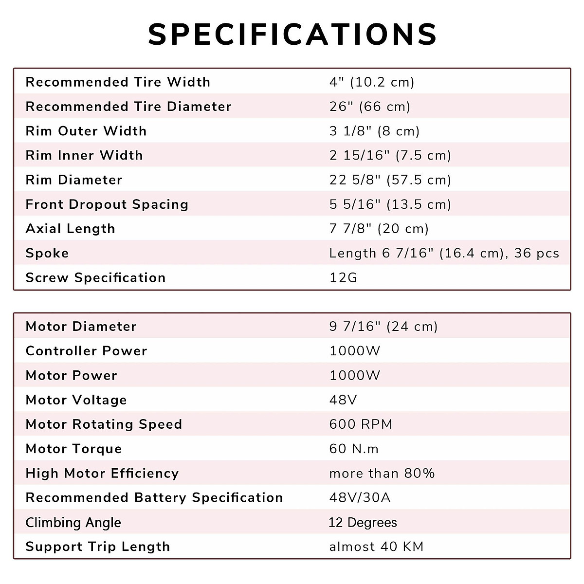 Electric Motor Bicycle Wheel Conversion Kit 26in 1000W Font Drive Controller Display Trun Bike to Ebike Electric Wheel Bicycle Modification Parts Kits (48V 1000W, 26inX4 Fat Tire Wheel Rim)