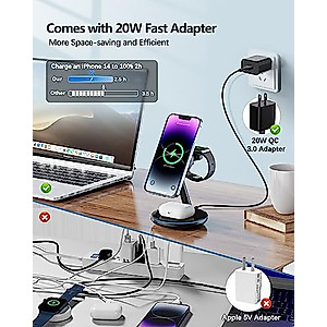 3 in 1 Charging Station for Apple Devices 18W Fast Mag-Safe Charger Stand Magnetic Wireless Charger Station for iPhone 15 14 13 12 Pro/Pro Max/Plus/Mini AirPods 2/3/Pro iWatch Ultra/8/7/SE/6/5/4/3/2