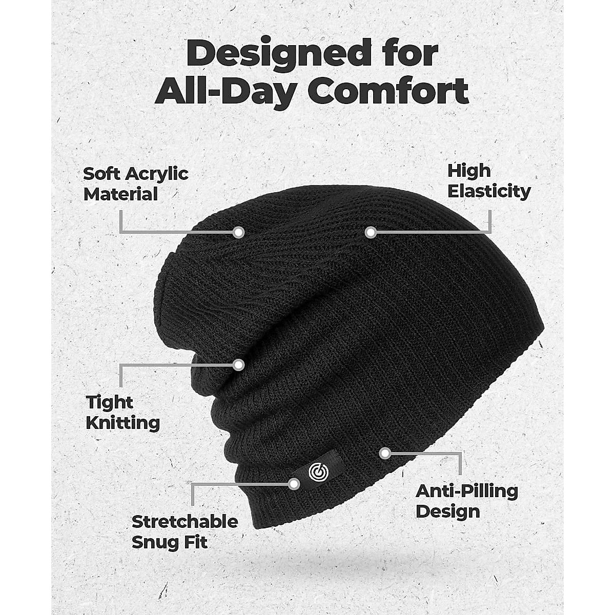 Ultra Soft Beanie for Men & Women - Warm, Comfortable & Stylish - Cozy Ribbed Knit Black