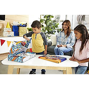 Hot Wheels HW Celebration Box Complete Starter Set with 6 1:64 Scale Cars, Track, Connectors, 4-Speed Launcher, Ramps, Activity Page & Stickers, Gift for Kids 4 Years Old & Up