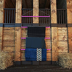 Echo Beach Equestrian Blanket Rack 33" (Black). Available in Black, Blue, Red & Pink. Suitable for Horse Blankets, Saddle Blankets and Pads. Extra Wide for Western Saddle Blankets and Horse Blankets.