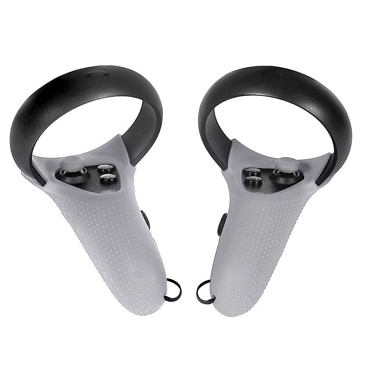 HIJIAO accessories for Oculus Quest VR, including: hard case (black), Silicone Controller Grip Skin (gray), Silicone Knuckle Strap (gray), Silicone Cover (black), Head Strap Pad for Oculus Quest Heads