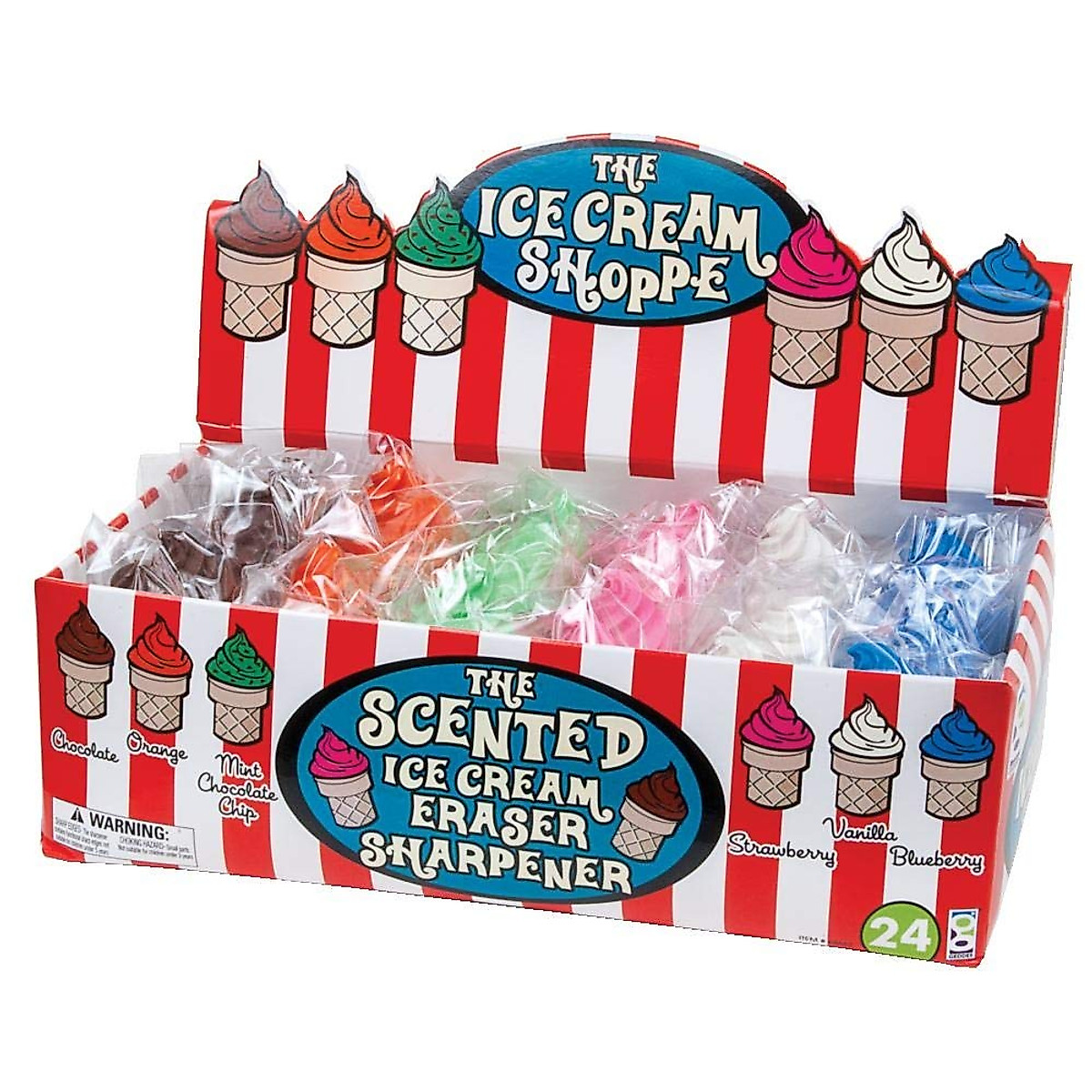 Raymond Geddes Ice Cream Shoppe Scented Erasers For Kids & Sharpener (Pack of 24)