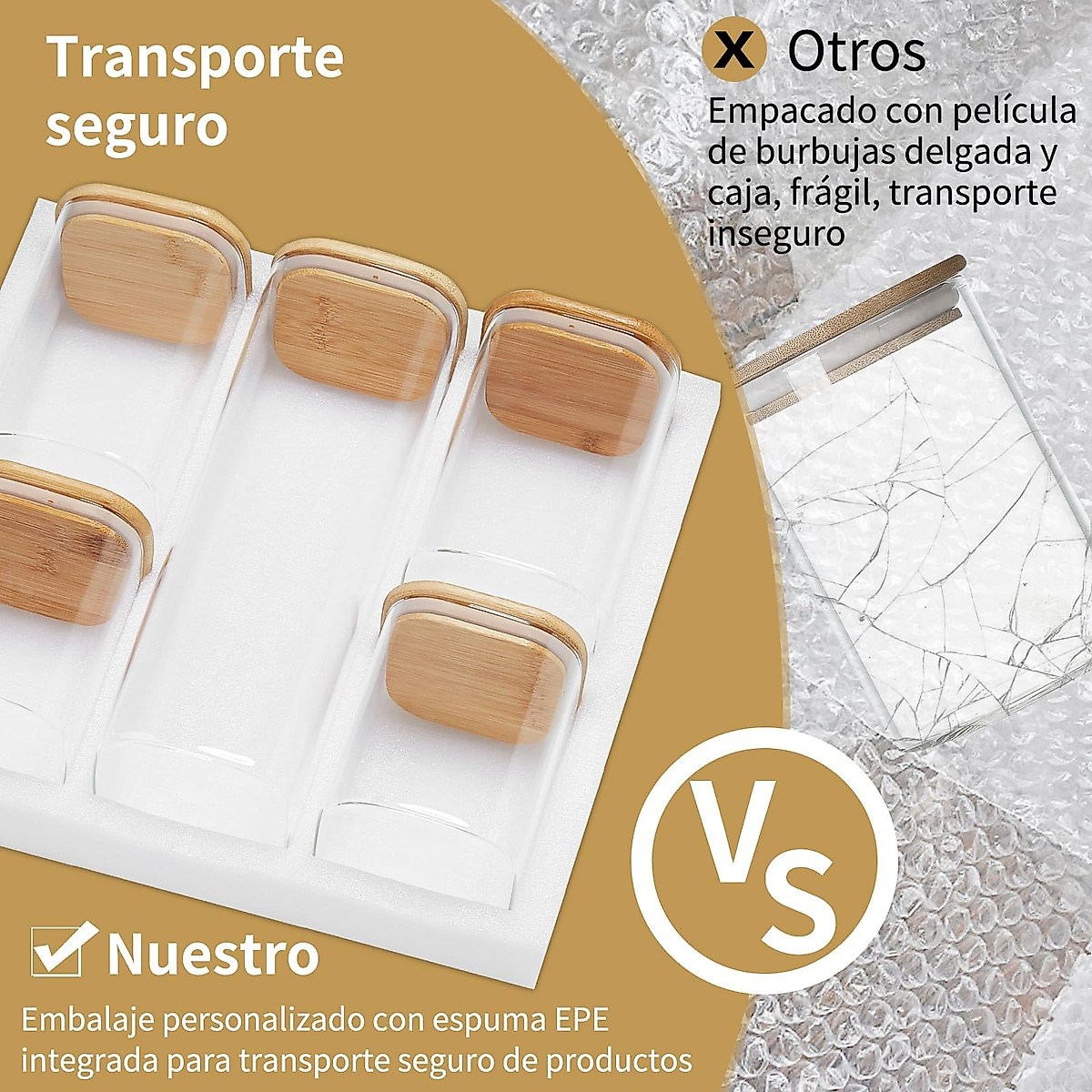 Unbreakable Overnight Oats Containers with Lids, Set of 5 Airtight Glass Jars with Bamboo Lids, Glass Food Storage Canisters for Cookie, Candy, Coffee Bean, Sugar, Spices, Dry Goods, Transparent