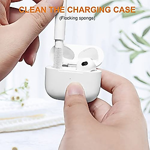 SUPFINE (2 in 1) for Airpod Case Cover, Soft Silicone Protective and Airpod Cleaner Kit Compatible with Airpods 2nd Generation Charging Case (Black)