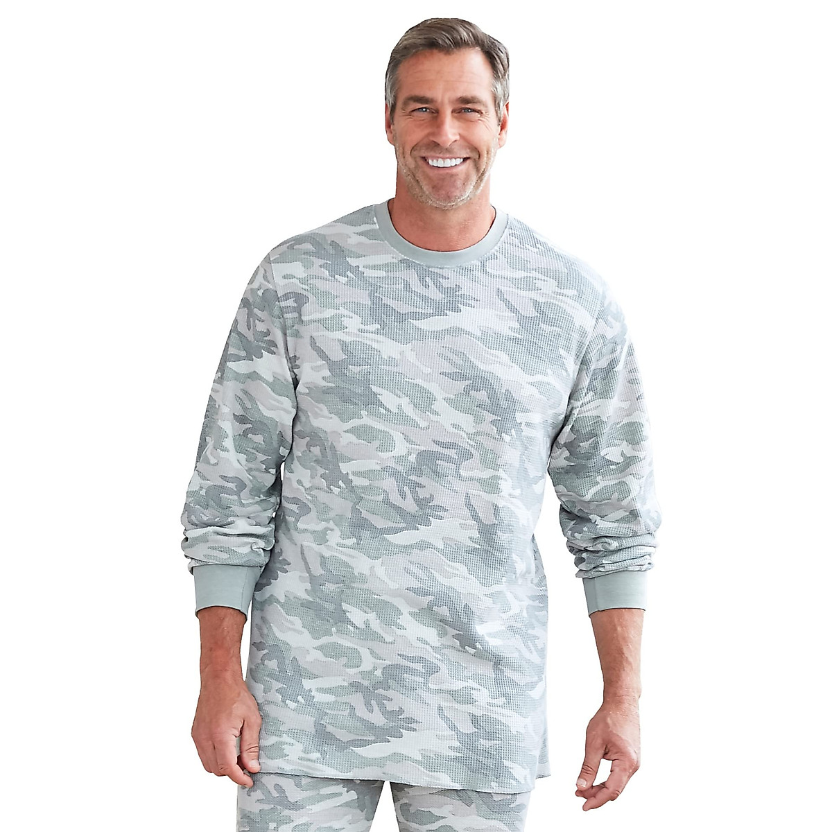 KingSize Men's Big & Tall Heavyweight Thermal Underwear Crewneck Tee - 5XL, Grey Camo