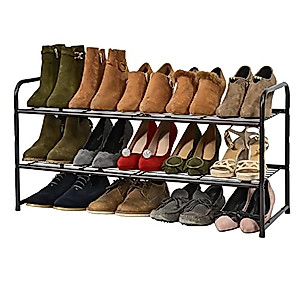 SUFAUY 2-Tier Shoe Rack, Stackable Shoe Shelf Storage Organizer for Entryway Closet, Extra Large Capacity, Wire Grid, Bronze