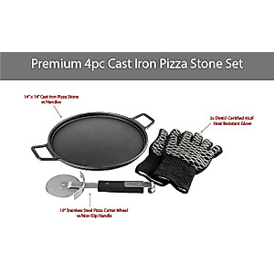 PitMaster King Cast Iron Pizza Stone 4-Pk Complete Kit
