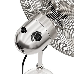 Hunter Classic S16 Oscillating Standing Fan Adjustable Height 16 Inch, 3 Speeds, Brushed Nickel, 97317