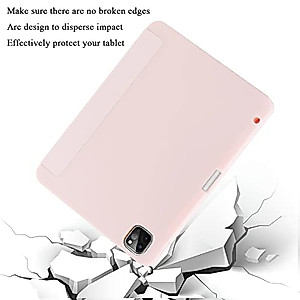 SIWENGDE Cases for iPad Pro 12.9 Case 6th/5th/4th Generation (2022/2021/2020) with Pencil Holder [Apple Pencil Wireless Charging] Soft TPU Smart Tri-fold Stand Protective Cover(Pink)