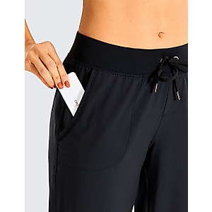 CRZ YOGA Women's Lightweight Workout Joggers 27.5" - Travel Casual Outdoor Running Athletic Track Hiking Pants with Pockets Black Medium