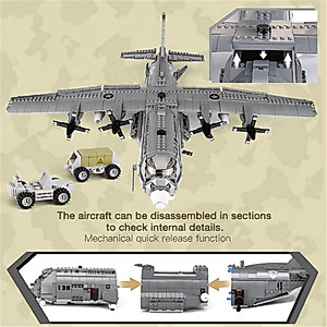 MEOA Military Army Building Sets for Boys 1713pcs The AC130 Aerial Gunboat Set Building Blocks Bricks WW2 Toys Classic Model Plane Kits Educational Learning Toys Boy Gifts