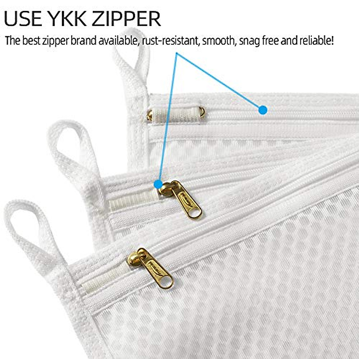 TENRAI 3 Pack (3 S) Delicates Laundry Bags, Socks Fine Mesh Wash Bag for Underwear, Lingerie, Bra, Boxer, Use YKK Zipper, Have Hanger Loops Small Openings (S Grade, QS)