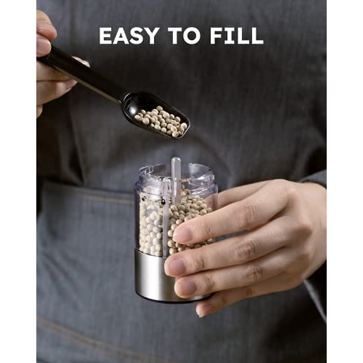 FORLIM Electric Salt and Pepper Grinder Set, Automatic Salt and Pepper Grinder Set, One Handed Operation Refillable Mill with Light, Adjustable Coarseness - 2 Mills