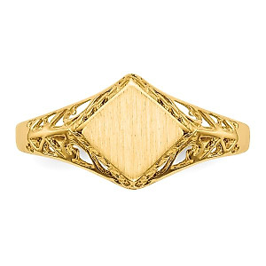 IceCarats 14K Yellow Gold Custom Engraved Signet Ring Handmade Personalized Monogram Initial Letter Band Size 5.25