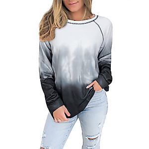 Tanst Sky Sweatshirts for Teen Girls, Long Sleeve Crew Neck Shirts Loose Color Block Tops Fashion Casual Fall Clothes for Women 2023 Gray Small