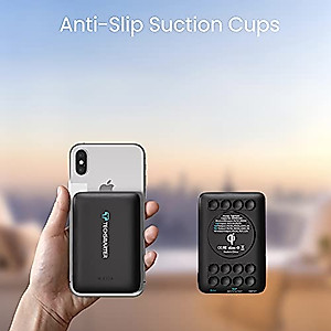 TECHSMARTER 10000mAh 18W USB-C PD Wireless Power Bank Portable Charger with Anti-Slip Suction Cups. Compatible with iPhone 15, 14, 13, 12, 11, SE, X, XR, XS, Samsung S23, S22, S21, S20, S10, S9