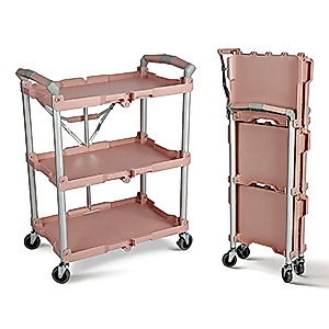 Olympia Tools 91-210 Pack-N-Roll 150 lbs Folding Collapsible Service Cart, Rose/Grey