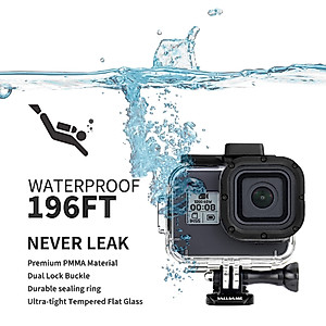 YALLSAME Waterproof Case Housing Case for GoPro Hero 8 Black Action Camera 196ft / 60m Underwater Protective Dive Accessory for GoPro 8 Black Ideal for Scuba Diving Snorkeling Photography Recording