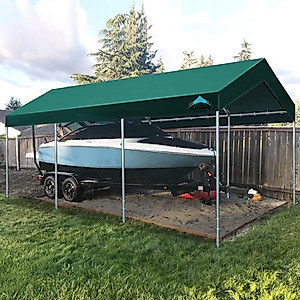ADVANCE OUTDOOR 10x20 ft Heavy Duty Carport Potable Car Canopy Garage Party Tent Boat Shelter, Adjustable Height from 9.5 ft to 11 ft, Green