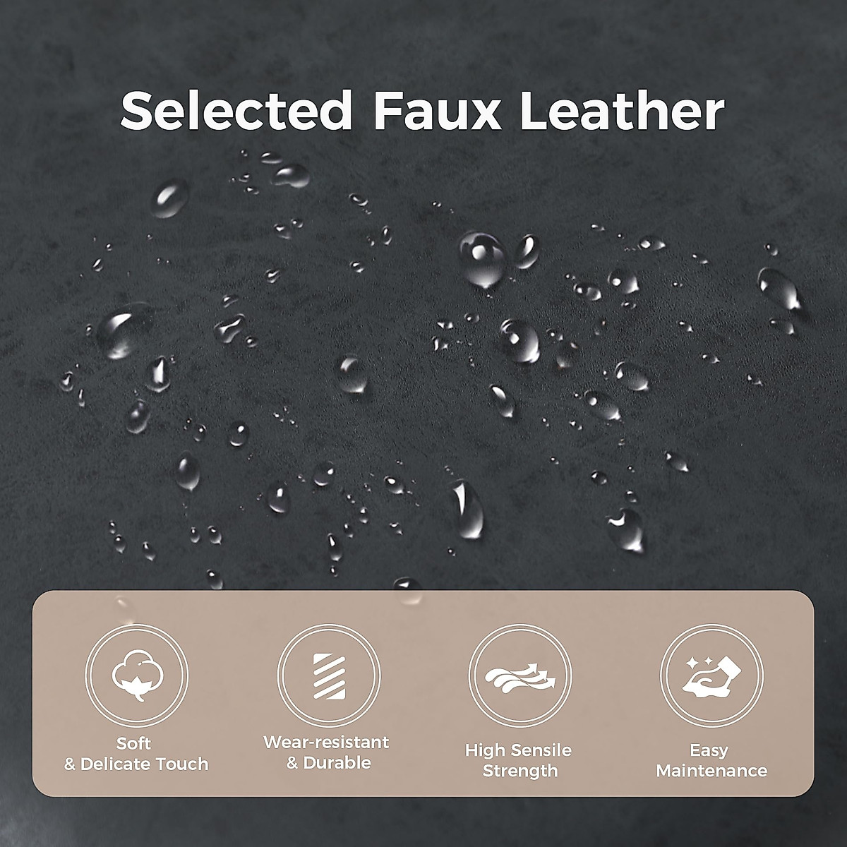 MAISON ARTS Black Counter Height 24" Bar Stools Set of 2 for Kitchen Counter Backless Modern Square Barstools Upholstered Faux Leather Stools Farmhouse Island Chairs,Support 330 LBS,(24 Inch,Black)