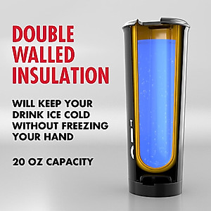 The LoudCup 20 oz Tumbler + Integrated Stadium Horn (Raven Black) - Reusable Water Bottle for Sports Fans - Worlds Loudest Cup for Noisy Fans on Game Day & Tailgating