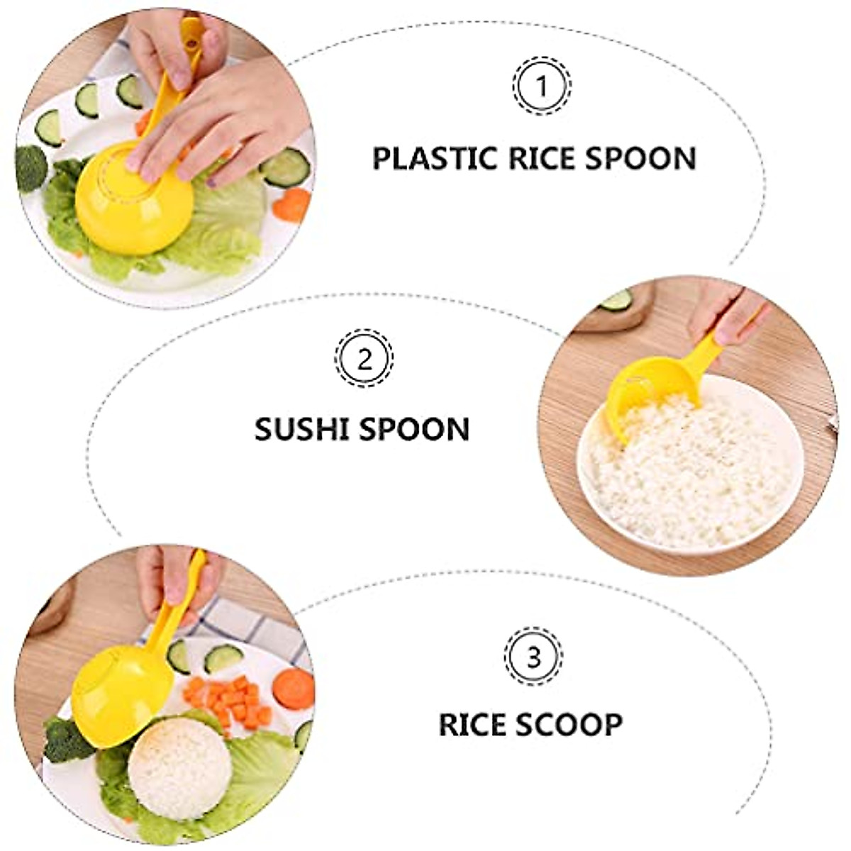 Hemoton 2pcs Plastic Rice Paddle Food Service Spoon Semicircular Rice Shovel Non Stick Rice Scooper Potato Server Spatula for Home Kitchen Restaurant Sushi Making