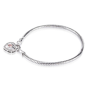 GNOCE Charm Bracelet Sterling Silver DIY Snake Chain Open My Heart Lock Basic Charm Bracelet Bangle with Heart Shaped Lock Clasp (8.7)