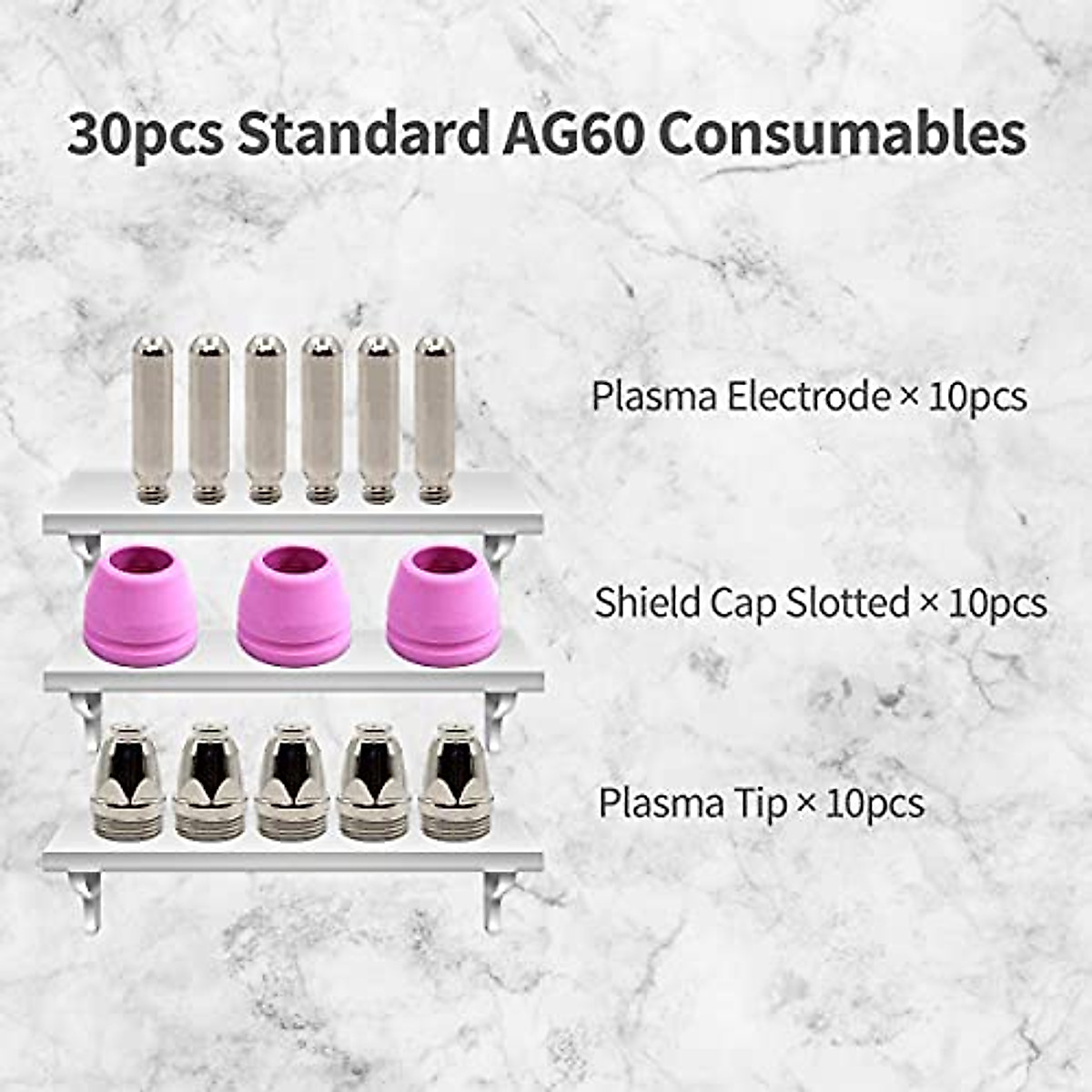 WeldingStop Plasma Consumables Kit for Primeweld CUT50 CUT50DP CT520 CT520DP Plasma Cutter AG-60 Torch (1.0mm .040'' Tip)