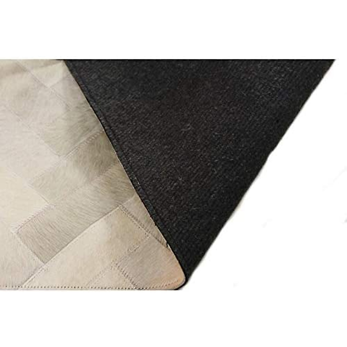 100% Cow Hide Leather Handwoven Flat Weave Patchwork Hand Made Hair Hide Area Rugs Carpet, Beige / Silver, 9.0x12.0 (MC1001-912)