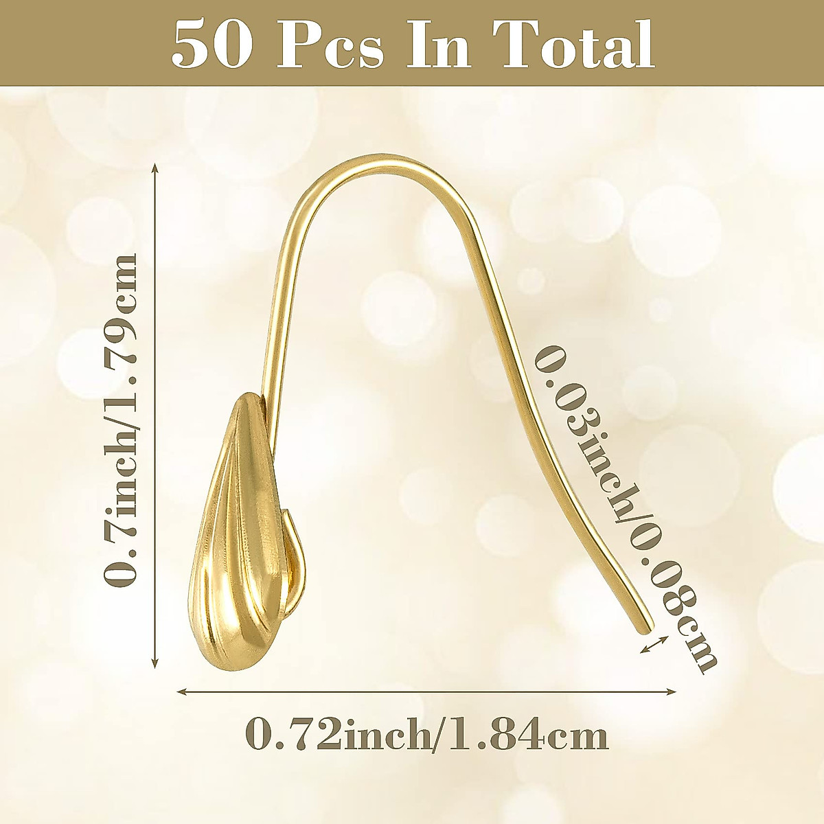HIZNIC 50PCS 18K Gold Plated Leverback Earring Hooks Hypoallergenic Ear Wires with Dangle Loops for Women Craft, DIY Dangle Earrings Findings