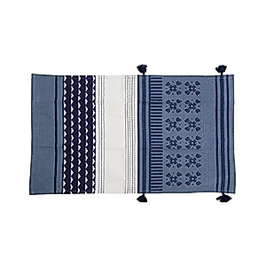 Foreside Home & Garden Blue Abstract Pattern 27 x 18 Inch Woven Cotton Kitchen Tea Towel with Hand Sewn Tassels