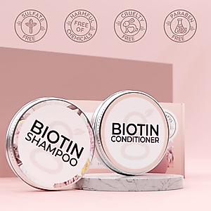 GoodMood Biotin Shampoo and Conditioner Bars for Hair Growth - Solid Set to Combat Thinning Hair Loss