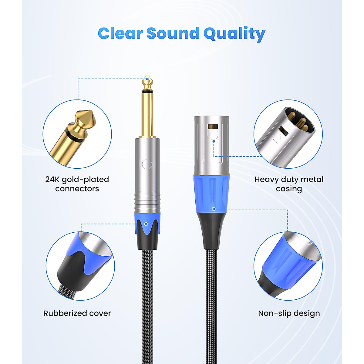 tisino XLR to 1/4” TS Cable, Quarter inch Mono to XLR Male Unbalanced Interconnect Cable Cord for Amplifiers, Instruments - 3 Feet